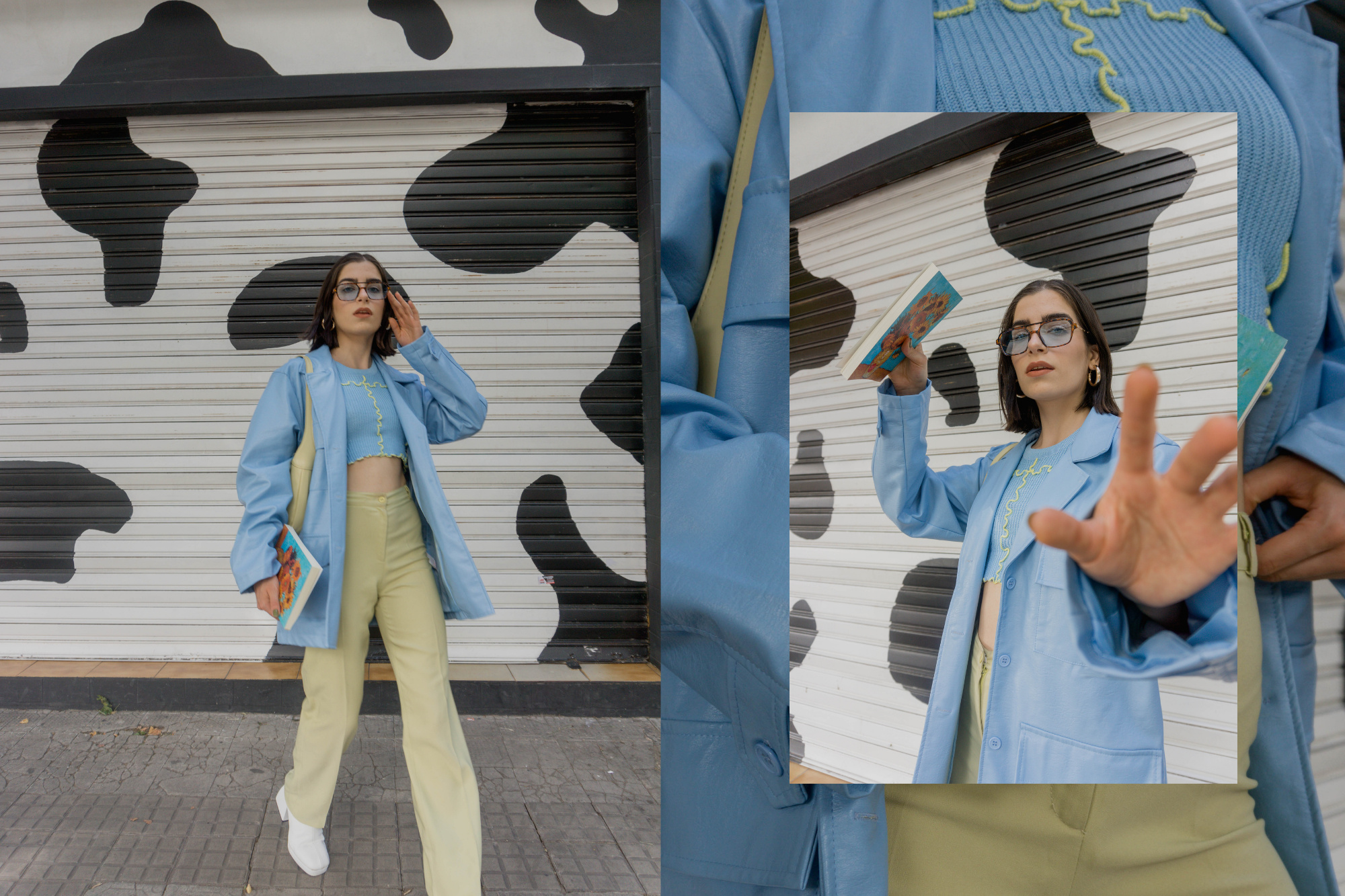 Green and light blue color block look – THE BLUE EYED GAL